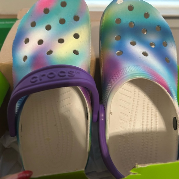 CROCS | Shoes | Crocs Blue And Purple Sandals With Iridescent Finish ...